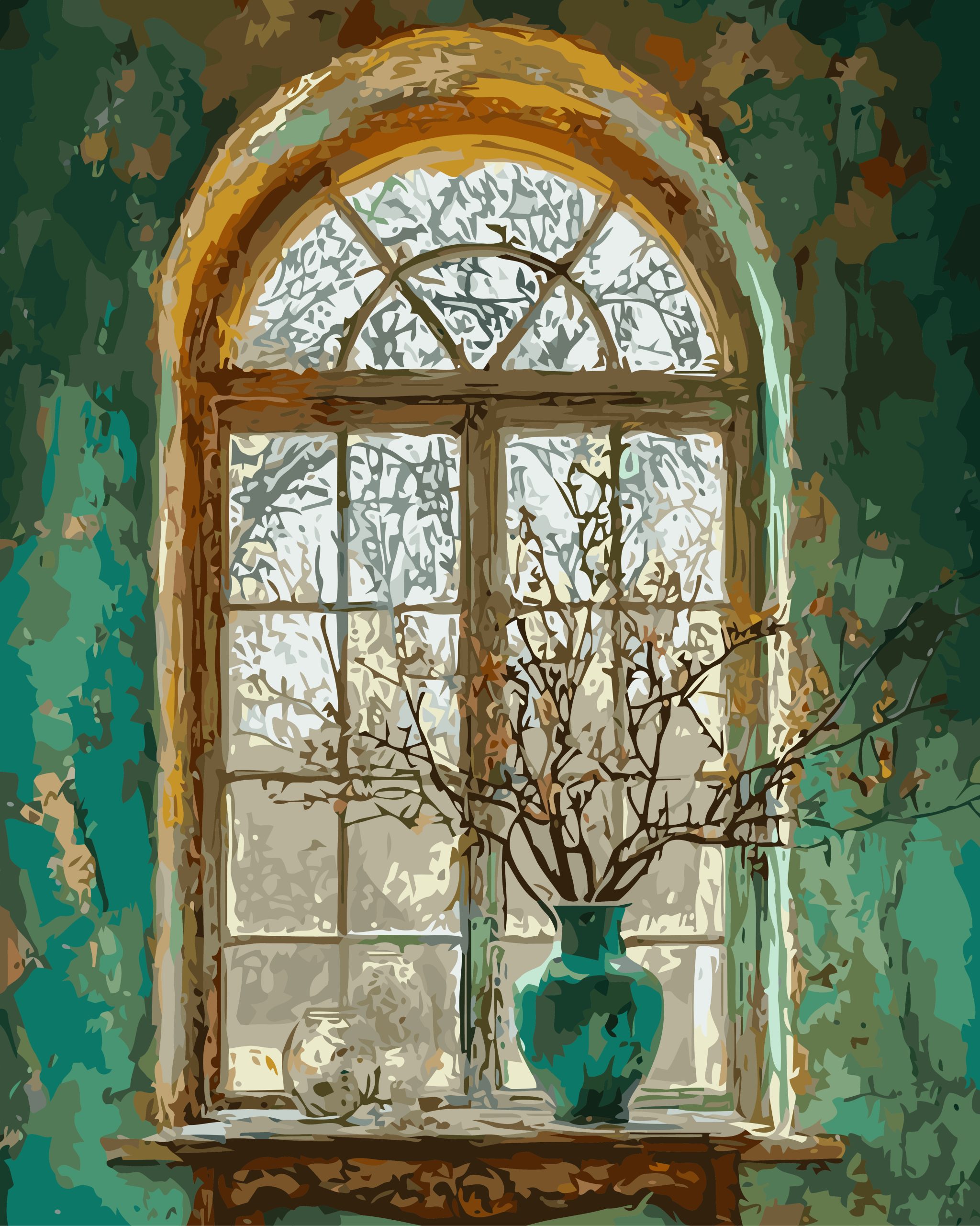 Paint By Number Kit - Large Rustic Golden Window (Pre-Order) - Image 3